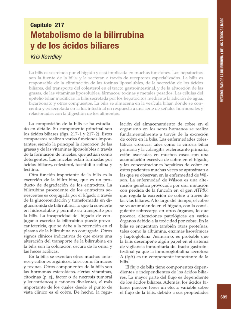 Metabolismo de La Bilirrubina y de Los Ácidos Biliares | PDF | Bilis | Biología