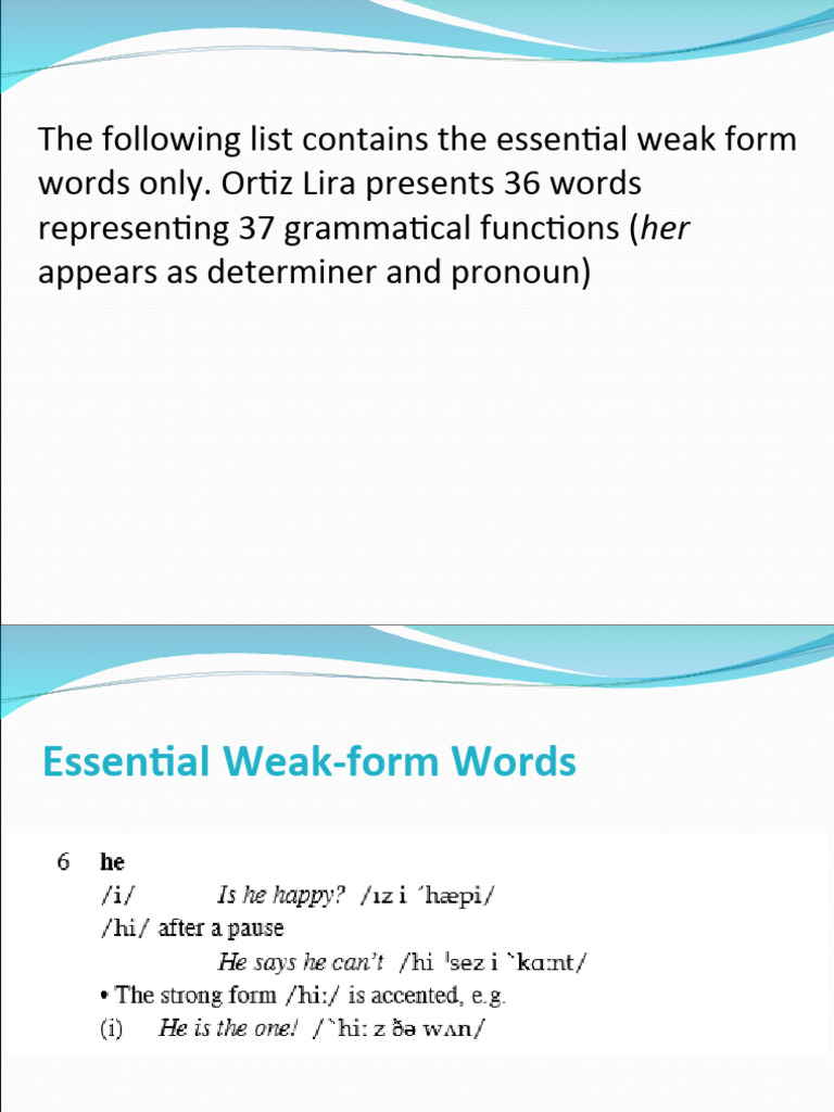 Ortiz Lira - 37 Essential Weak Forms - PRONOUNS | PDF
