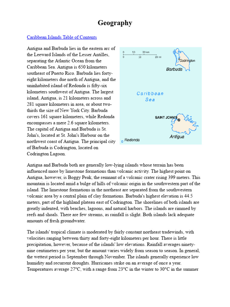 Antigua and Barbuda - Geography | Download Free PDF | Island | Caribbean