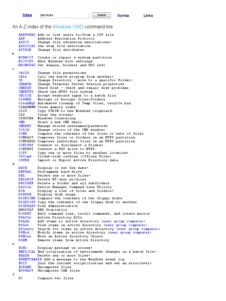 Windows CMD Commands | PDF | Computer File | Windows Registry