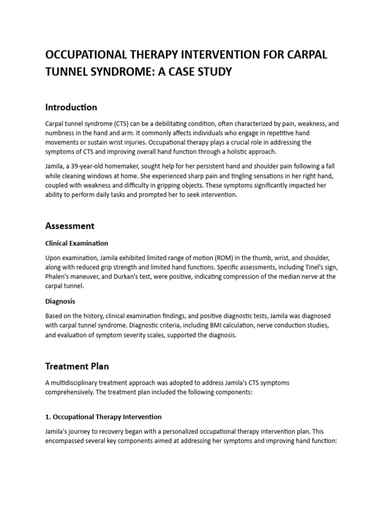 Cts Case Study Merged Pdf Carpal Tunnel Syndrome Clinical Medicine
