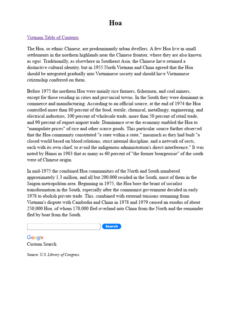 Hoa Community in Vietnam: History & Impact | PDF