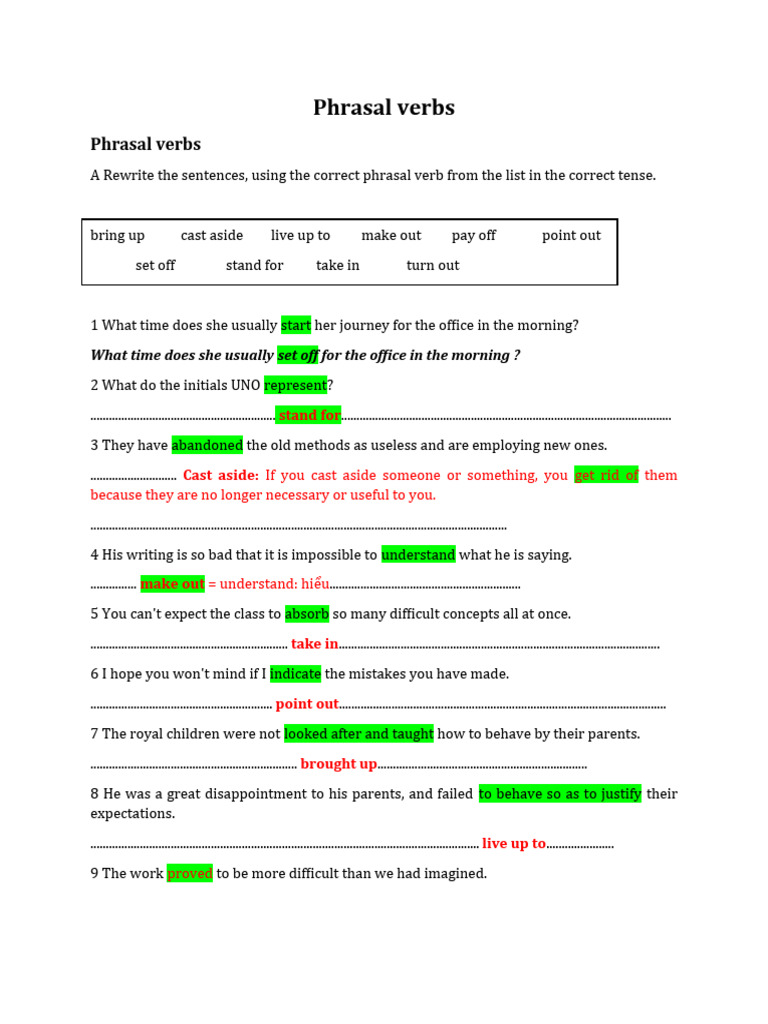 Phrasal verbs-KEYS | PDF
