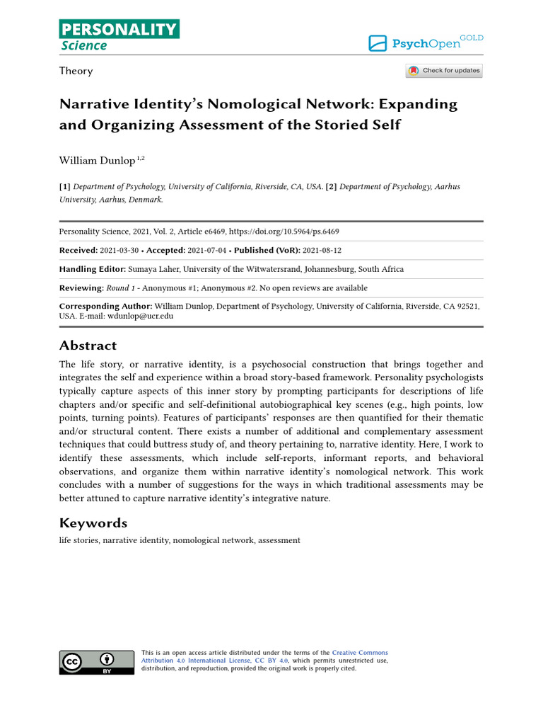 Expanding Narrative Identity Assessment | PDF | Likert Scale | Narrative