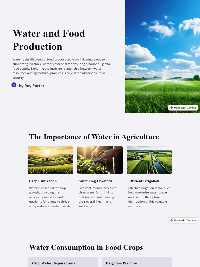 Water and Food Production | Download Free PDF | Agriculture | Irrigation