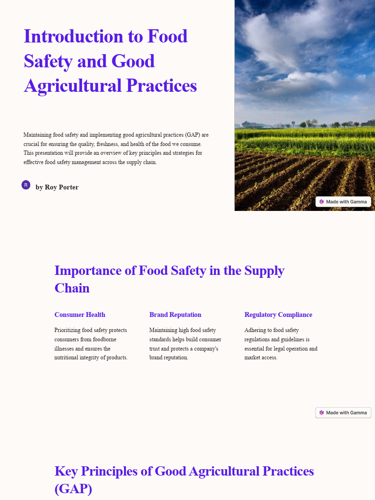 Introduction To Food Safety and Good Agricultural Practices | PDF ...