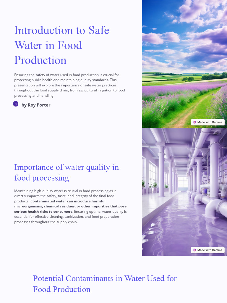 Introduction To Safe Water in Food Production | PDF | Drinking Water ...