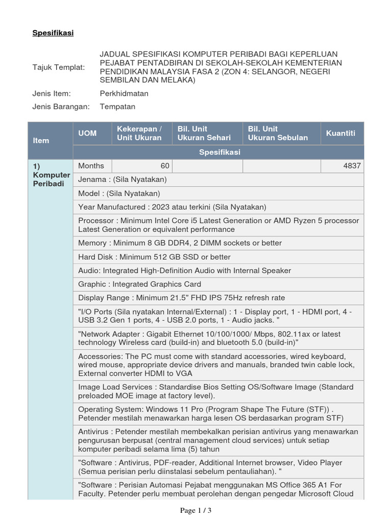 05 Spesifikasi | PDF | Printer (Computing) | Hdmi
