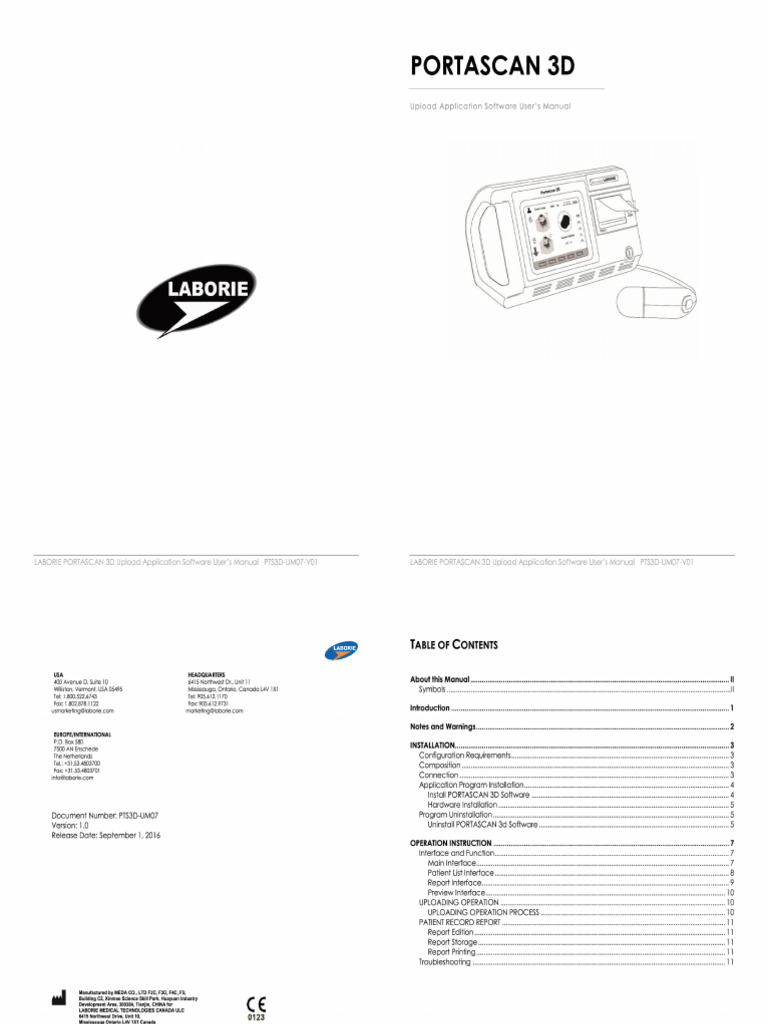 LABORIE Portascan 3D Upload Application Software User's Manual English ...