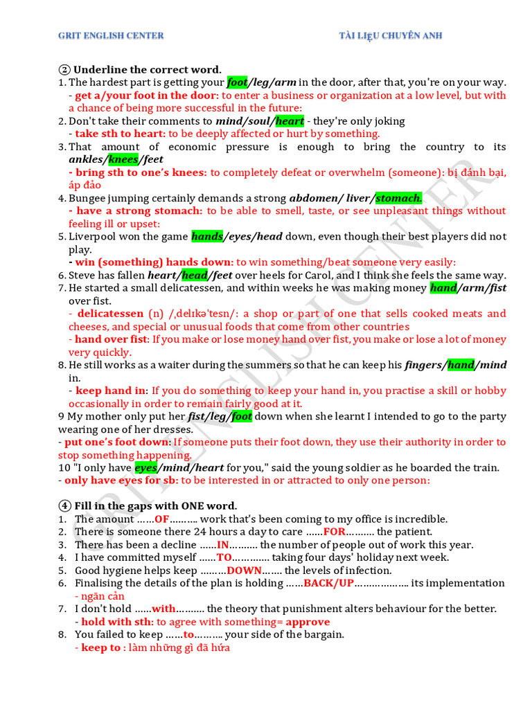 Underline the Correct Words Exercise | PDF