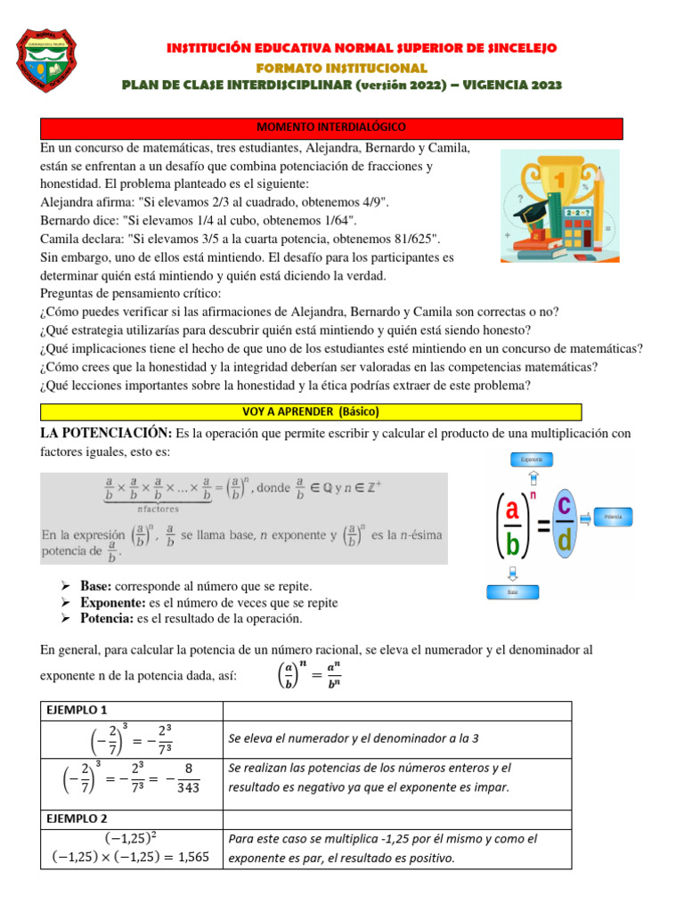 GUÍA DE POTENCIACIÓN NÚMEROS RACIONALES (1) | Descargar gratis PDF | Exponenciación | Raíz cuadrada