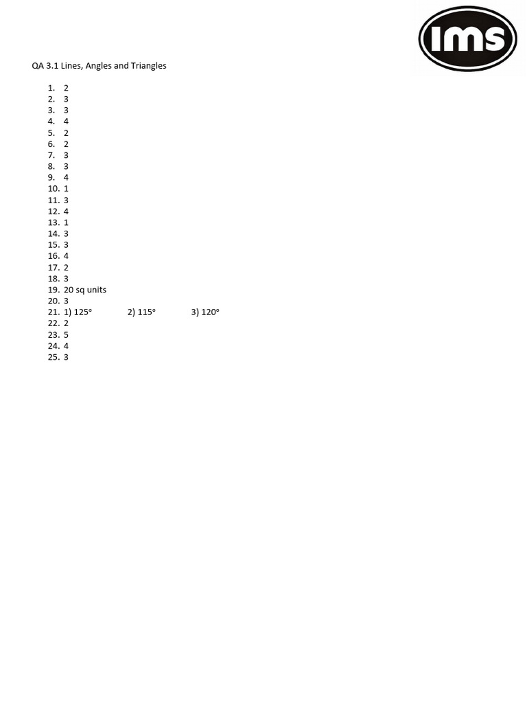 CMAT - Module 3 Answer Key (QA - DI - LR) | PDF | Geometry | Geometric ...