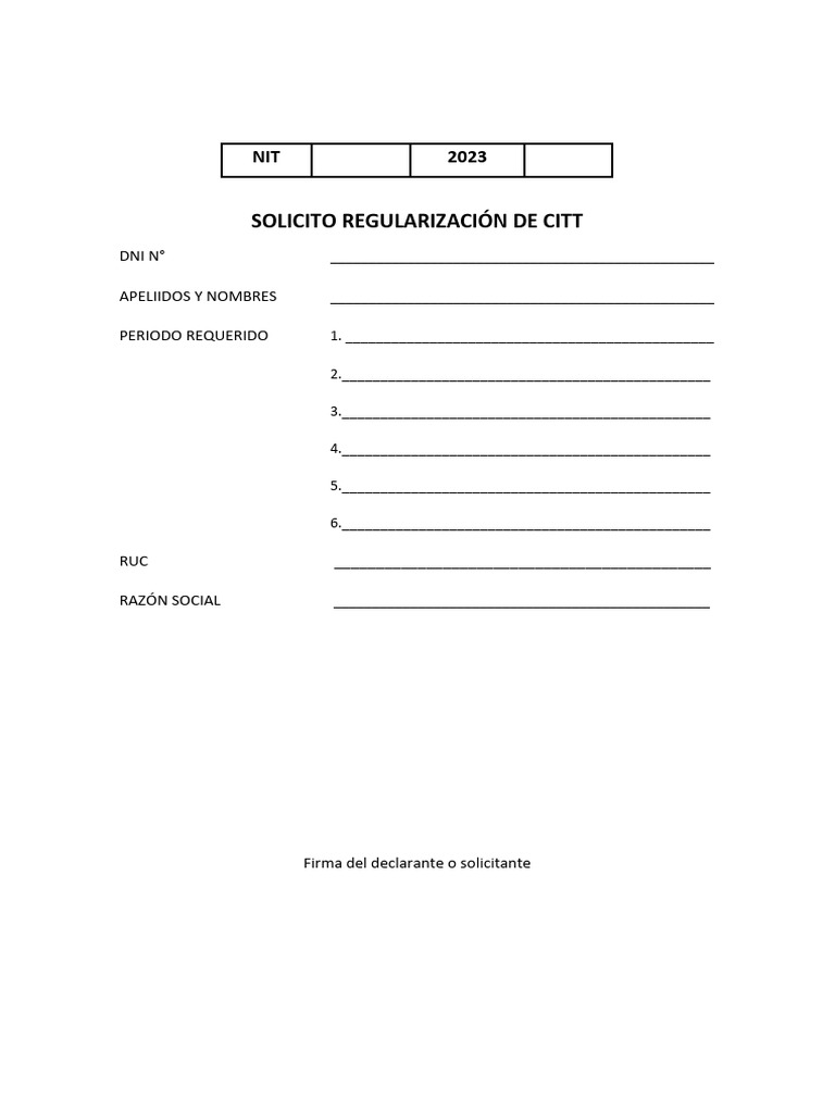 Formato SOLICITAR CITT | PDF