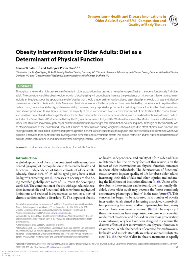 Bales2018-Obesity Interventions For Older Adults - Diet As A ...