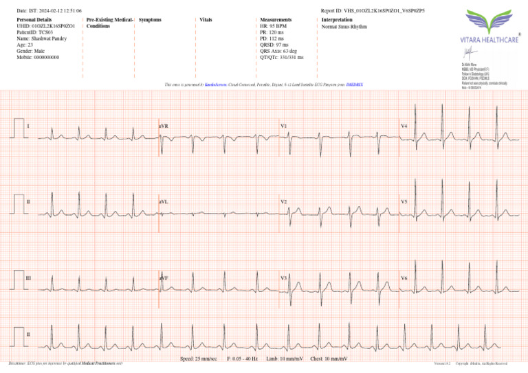 ECG Report for Shashwat Pandey | PDF | Electrocardiography | Cardiology