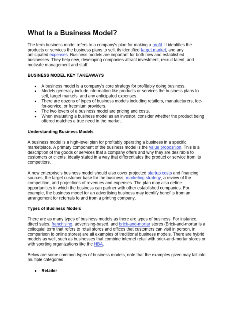What_Is_a_Business_Model[1] (1) | PDF | Business Model | Franchising