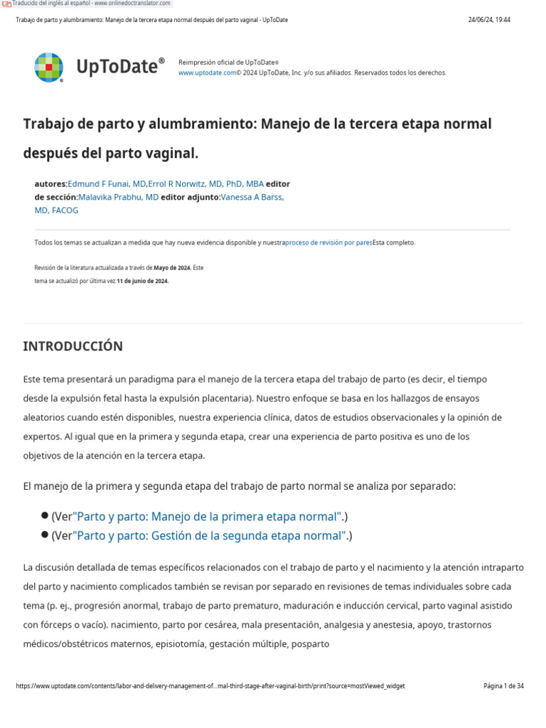 Manejo de La Tercera Fase Del Trabajo de Parto | PDF | Parto | Infantes