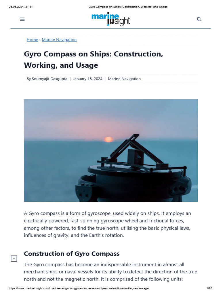 Gyro Compass On Ships - Construction, Working, and Usage | PDF ...