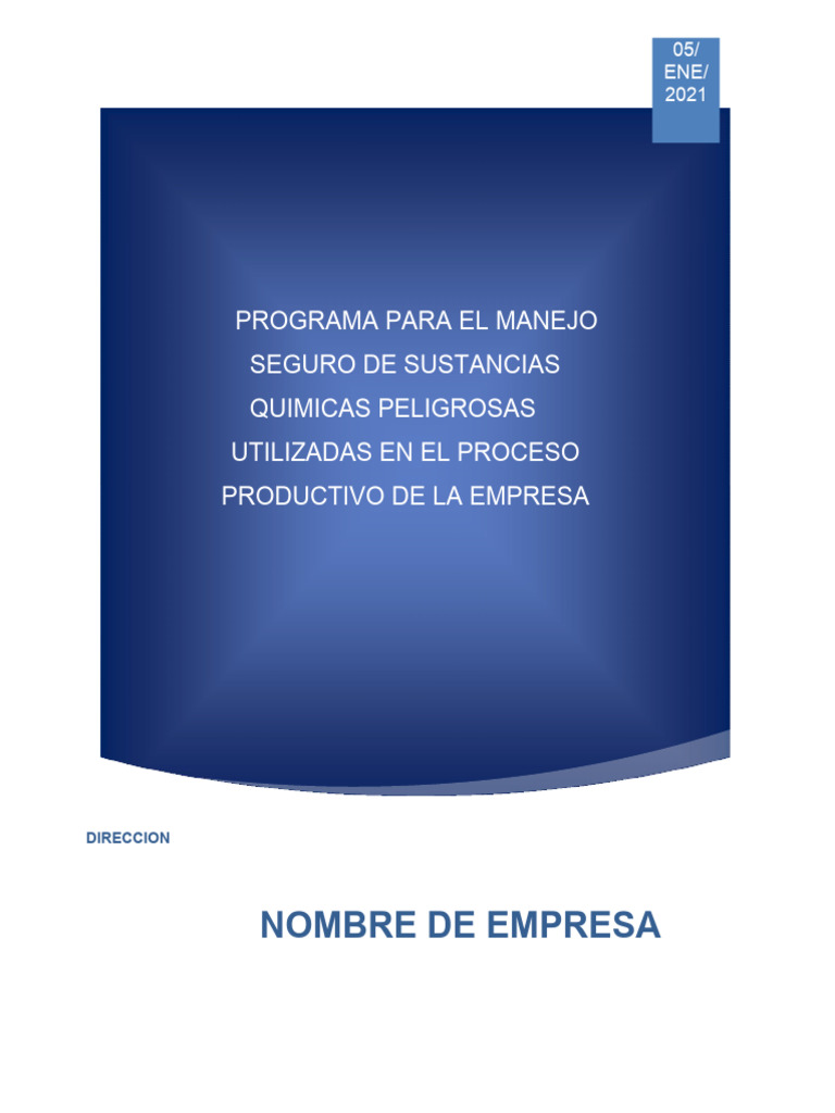 Programa Manejo Seguro Sustancias Quimicas Peligrosas | PDF | Administración de Seguridad y ...