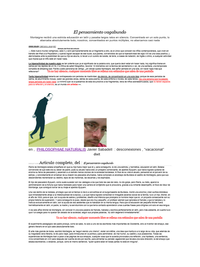 El Pensamiento Vagabundo-1 | PDF | Michel De Montaigne