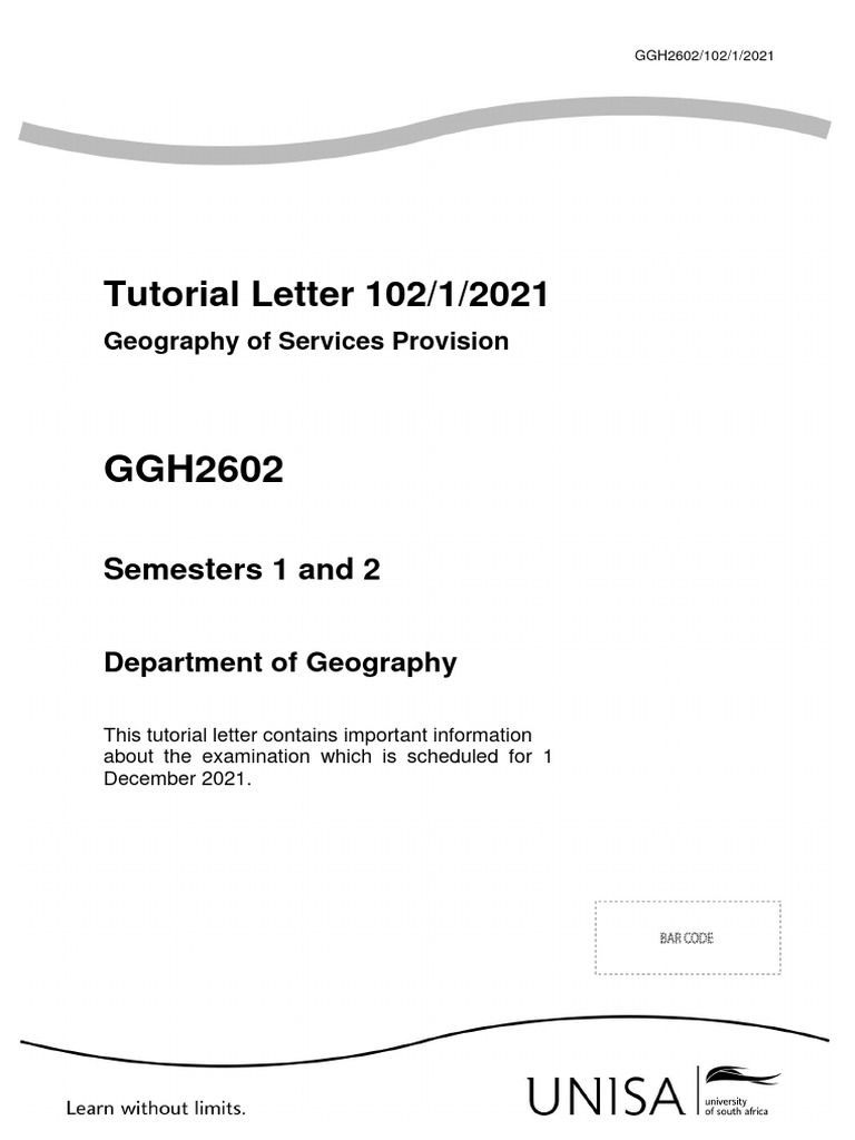 Tutorial Letter 102 2021 GGH2602 Exam Scope | PDF | Geography | Map