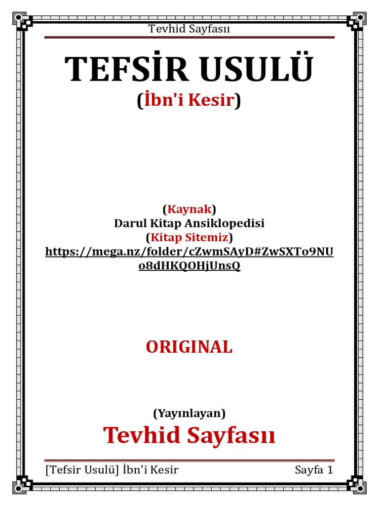 (Tefsir Usulü) İbn'i Kesir | PDF