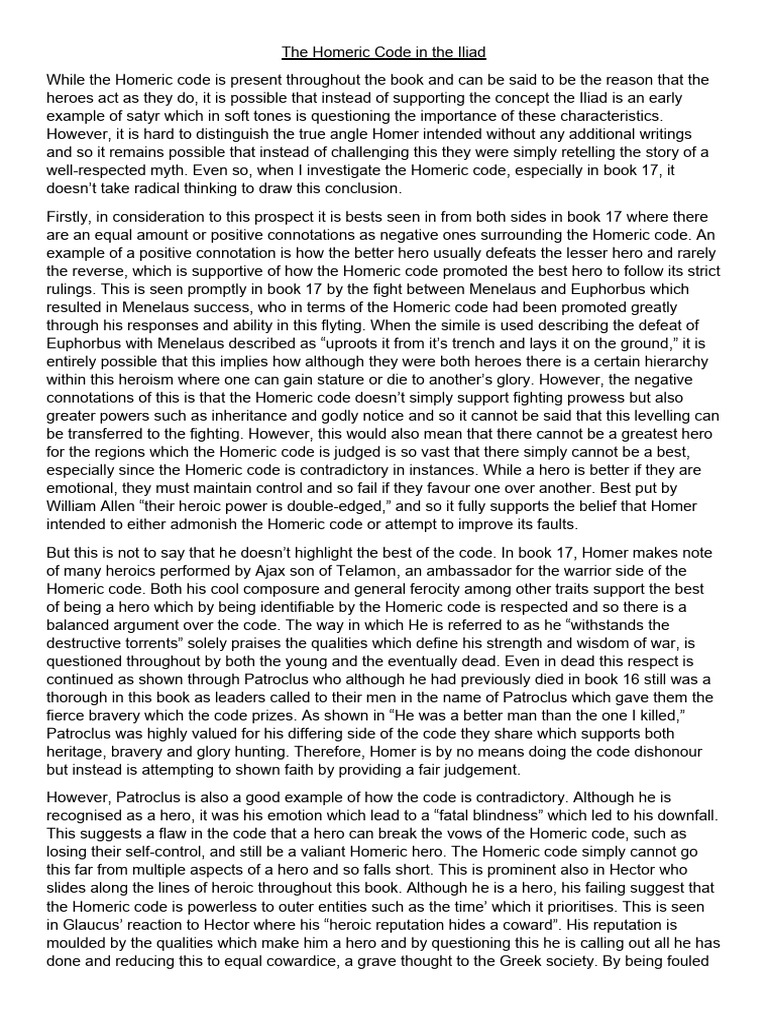 The Homeric Code in The Iliad | PDF | Hero | Homer