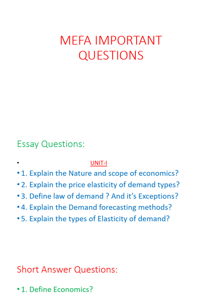 MEFA - IMPORTANT SAQ's | PDF | Demand | Monopoly