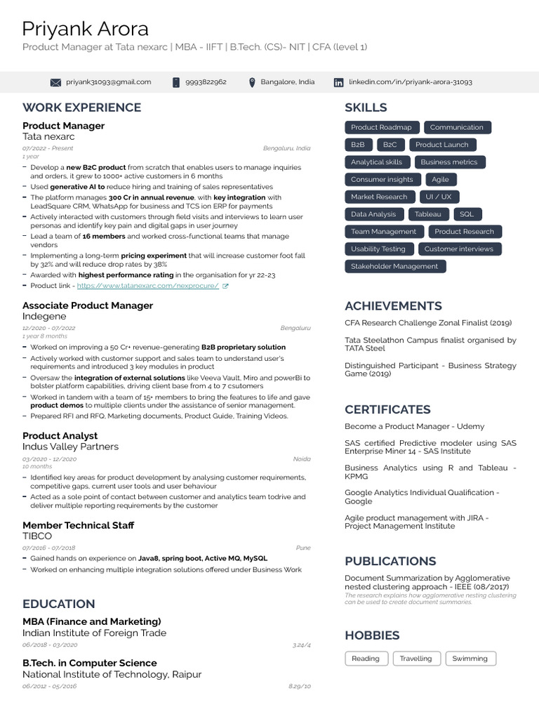 Priyank's Resume | PDF | Customer Relationship Management | Business