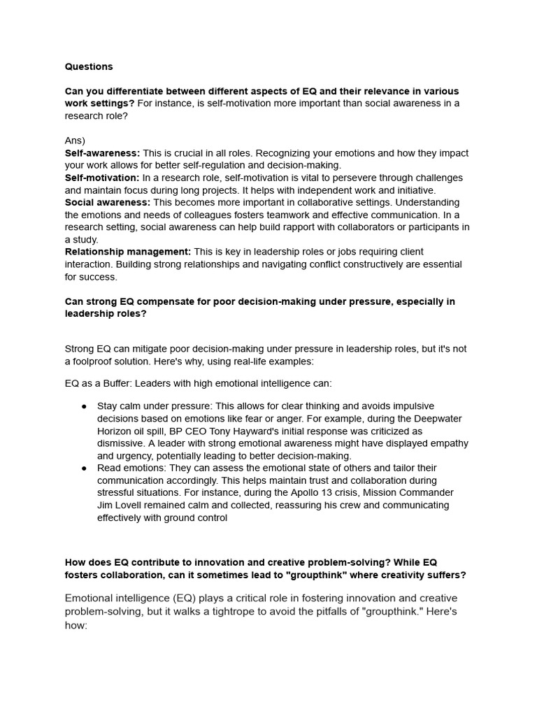 Eq V-S Iq | PDF | Emotional Intelligence | Intelligence