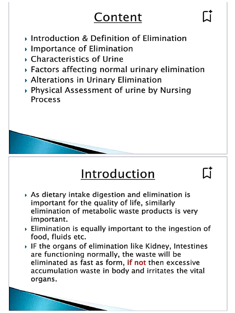 Care of Body Elimination | PDF