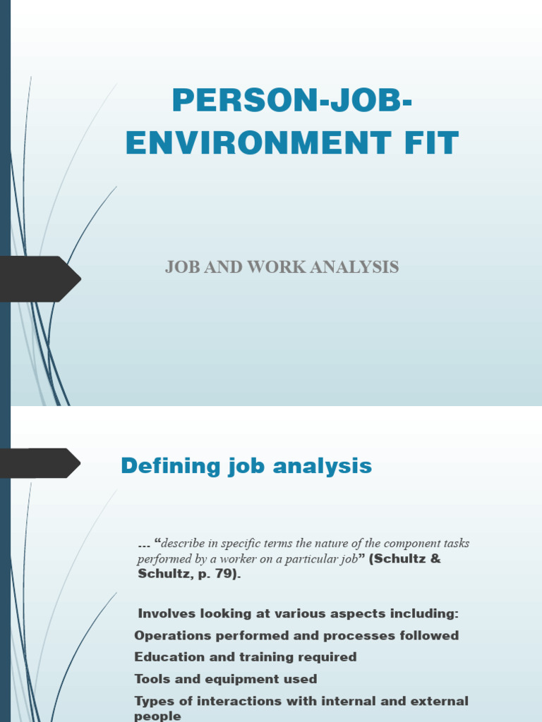 Person-Job-Environment Fit: Job and Work Analysis | PDF | Psychological ...