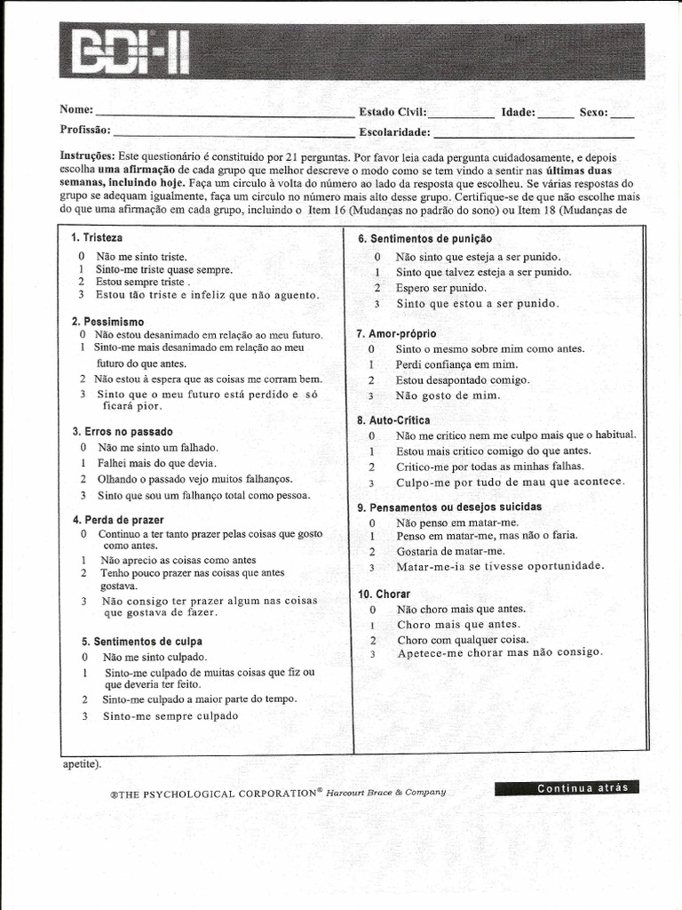 BDI-II (original) | PDF