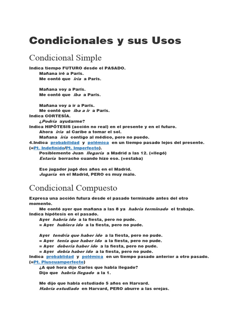Usos del Condicional en Español | PDF | Novela negra, policíaca y suspenso