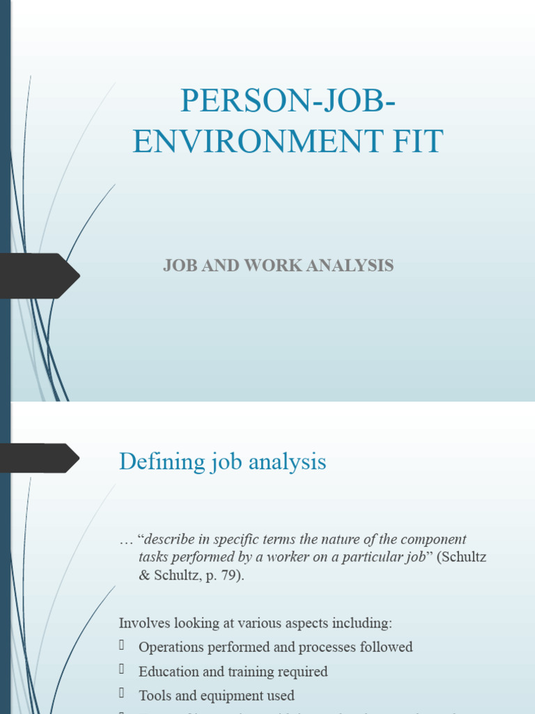 Person-Job-Environment Fit: Job and Work Analysis | PDF | Behavioural ...