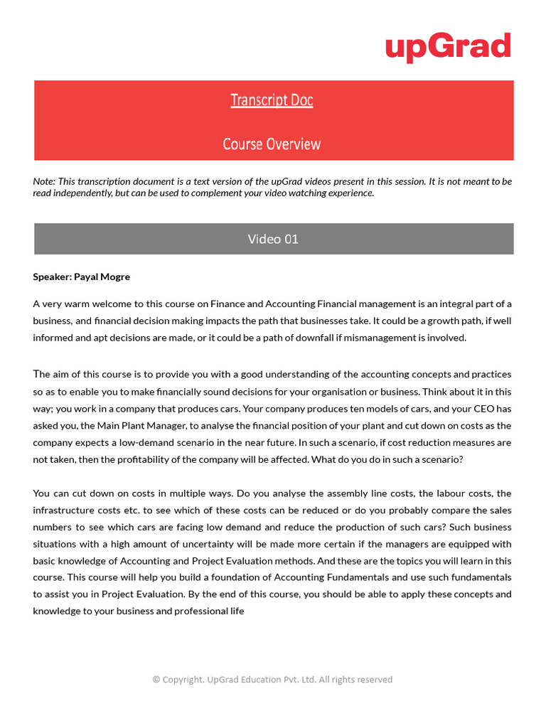Transcript +Course+Overview | PDF | Copyright | Copyright Law