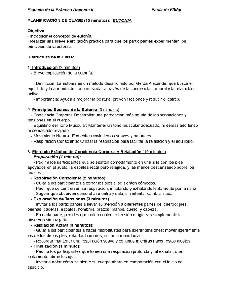 Introducción a la Eutonía en Clase | PDF | Respiración