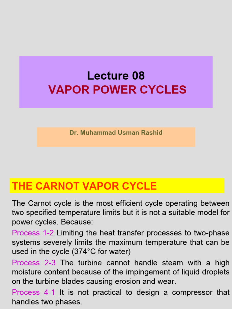 Lecture 08 Vapor and Combined Power Cycles | PDF | Steam | Thermodynamics