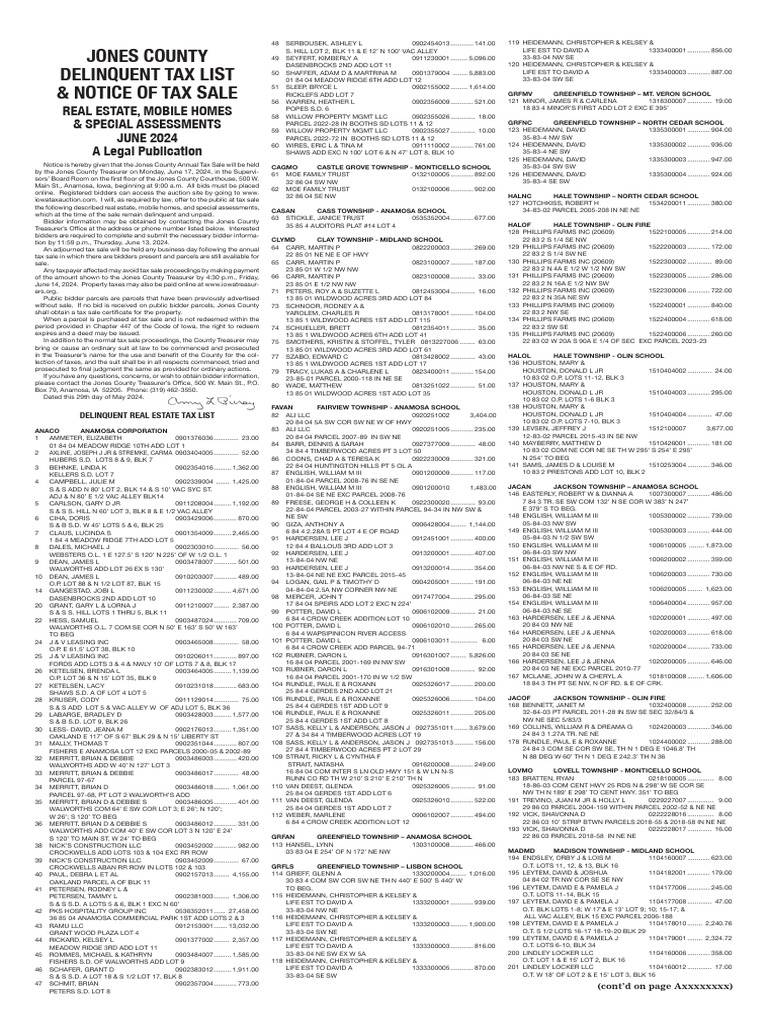 Delq Tax List Publication 2024-Express | PDF | Taxes | Property