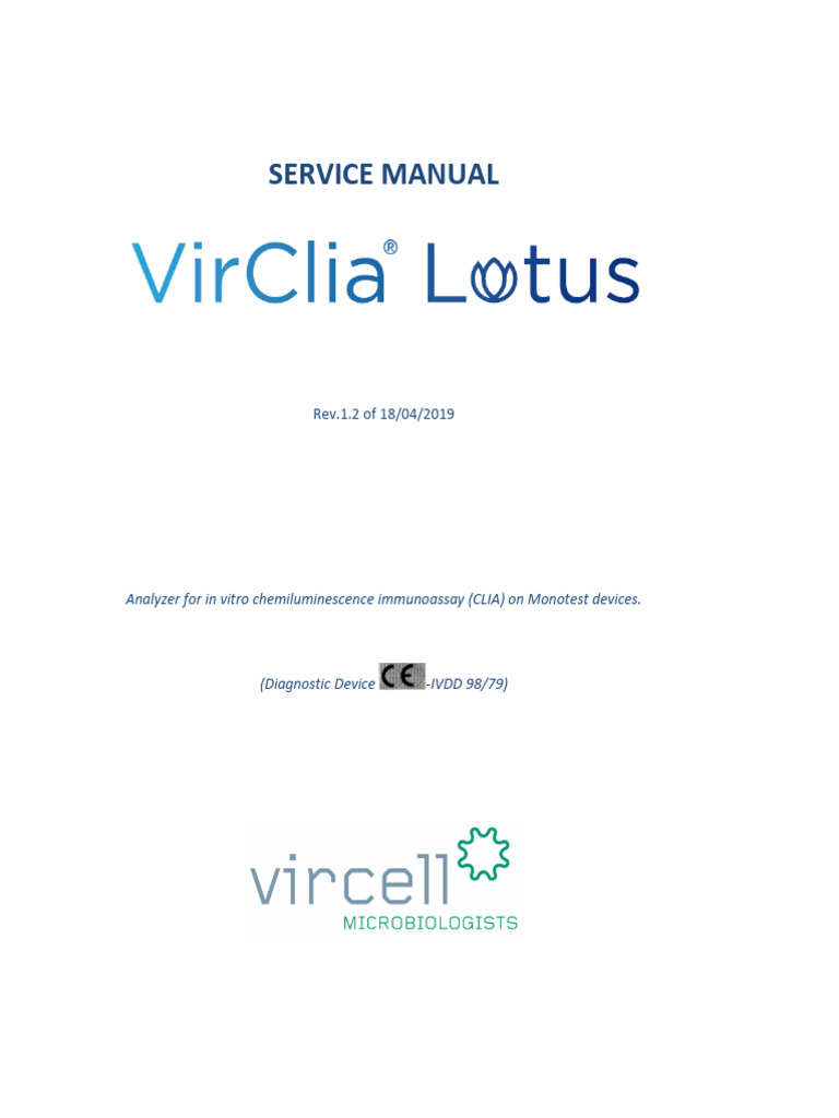 VirCliaLOTUS ServiceENG Rev1.2.Nov | PDF | Power Supply | Medical Device