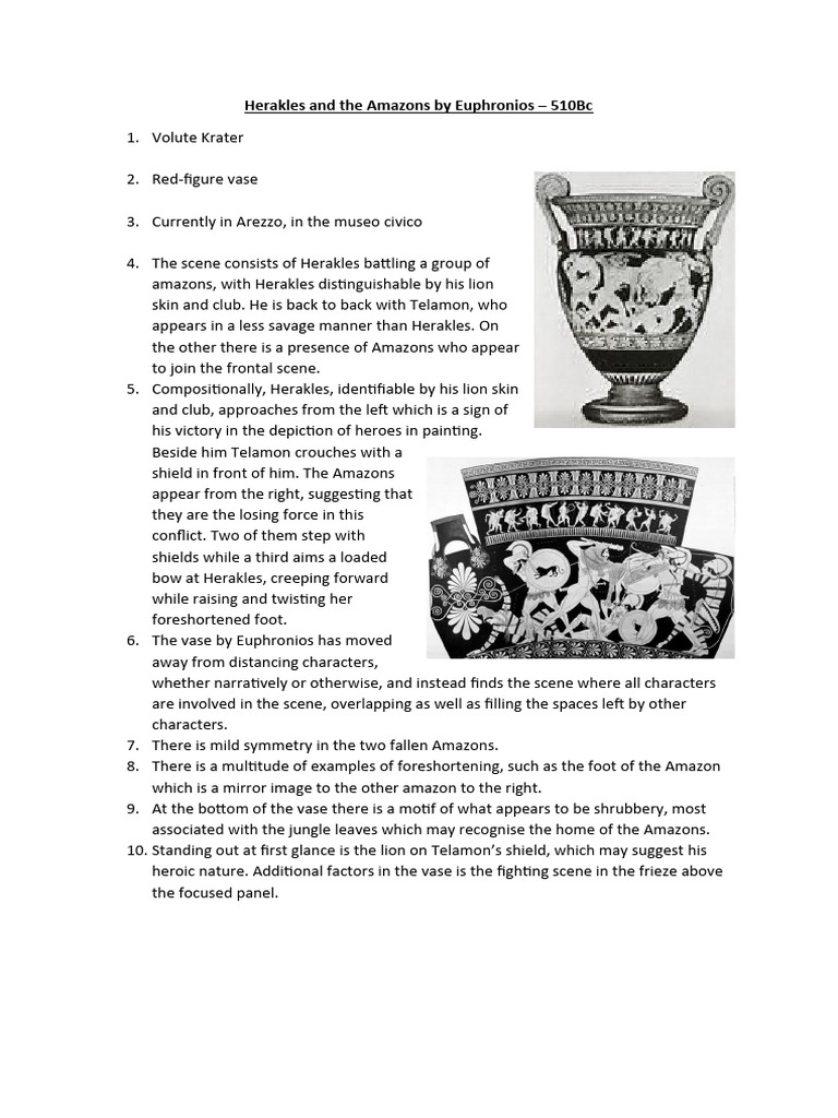 Herakles vs Amazons: Euphronios Vase | PDF