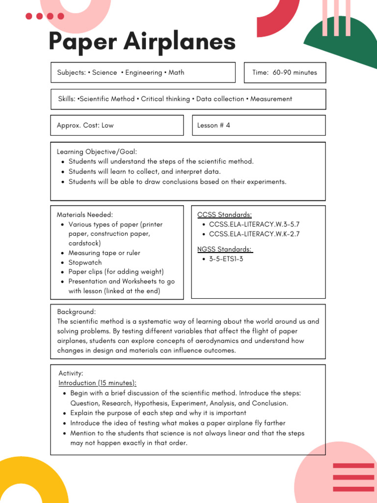 Scientific Method with Paper Airplanes | PDF | Scientific Method ...