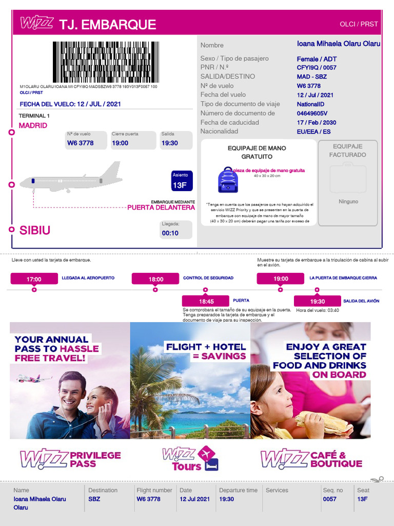 BoardingCard 239889891 MAD SBZ | PDF | aerolíneas | Aviación