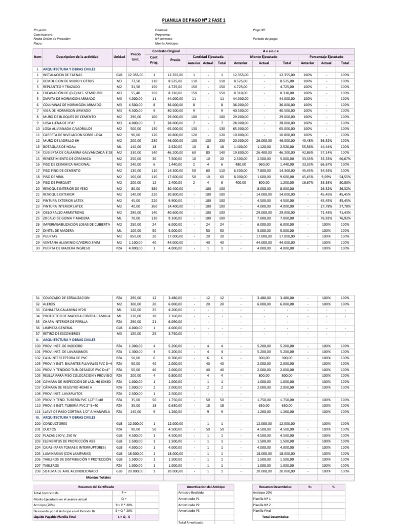 PLANILLA PAGO 2 | Descargar gratis PDF | Materiales | Albañilería