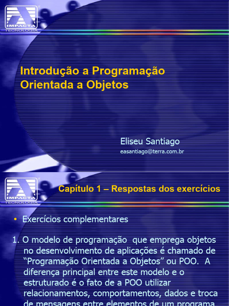 Exercícios Introdução A Programação Orientada A Objetos Pdf Programação Orientada A