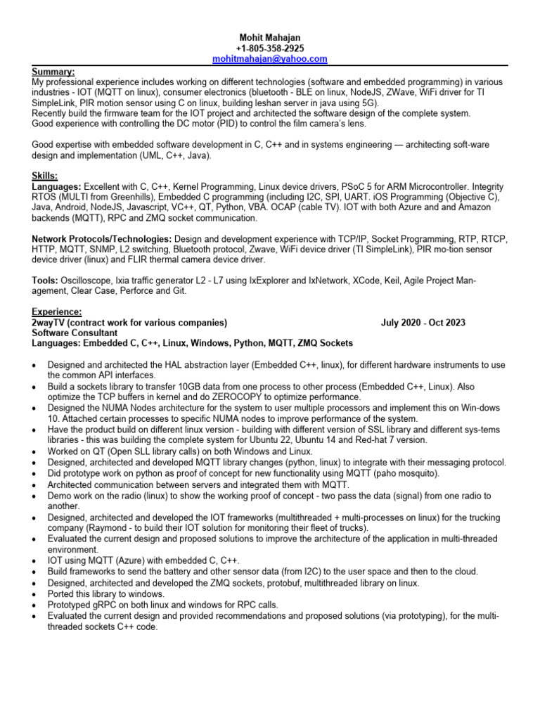 Mohit - Mahajan - Embedded Programmer - Resume | PDF | Kernel ... Mohit - Mahajan - Embedded Programmer - Resume | PDF | Kernel ...