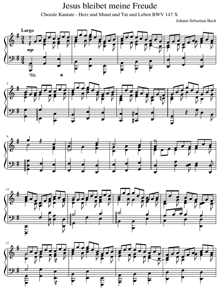 Jesus Bleibet Meine Freude BWV 147 Johann Sebastian Bach Piano | PDF ...