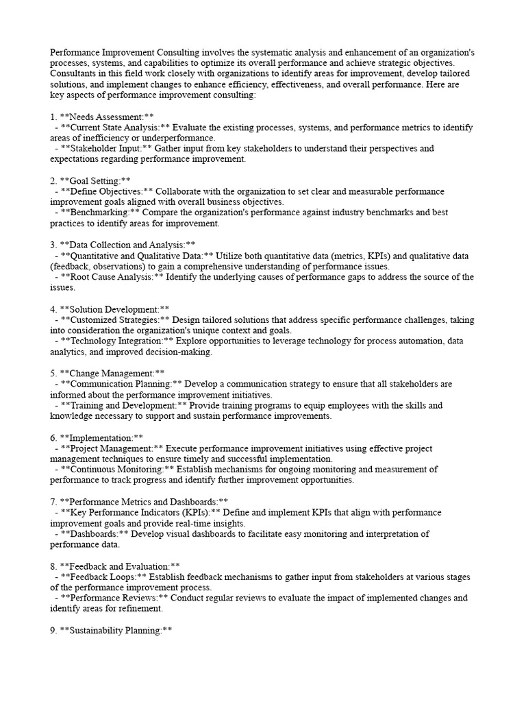 Performance Improvement Consulting | PDF | Performance Indicator | Strategic Management