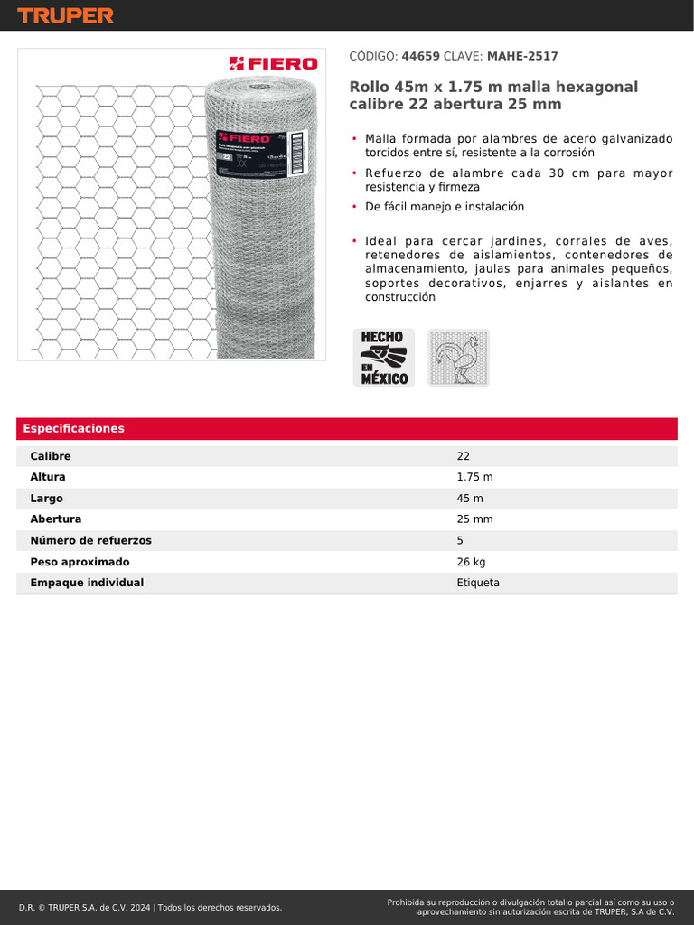 Ficha Tecnica Malla | PDF | Materiales | Ingeniería de Edificación