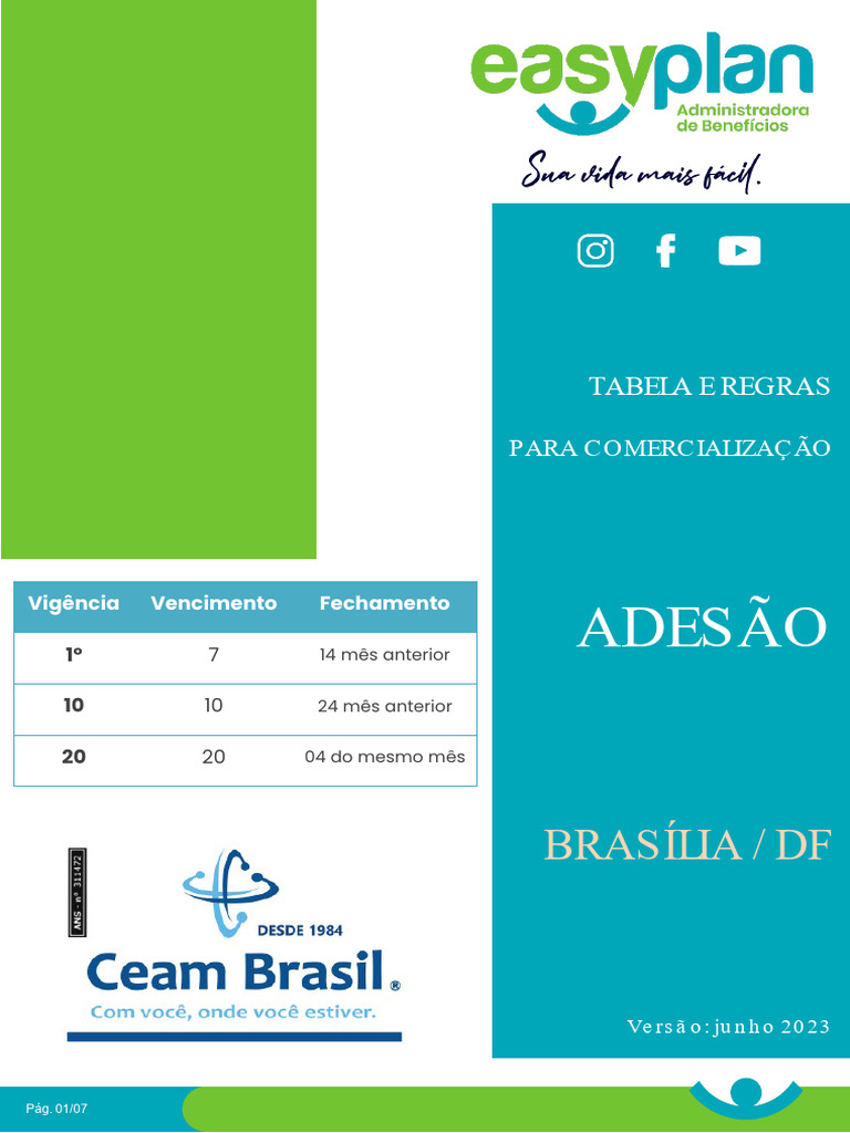 Tabela CEAM EASYPLAN - ADESAO DF - Julho 2023 | PDF